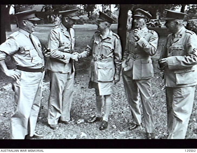 SYDNEY, NSW. 1945. NSW VOLUNTEER DEFENCE CORPS (VDC) OFFICERS ON THE ...