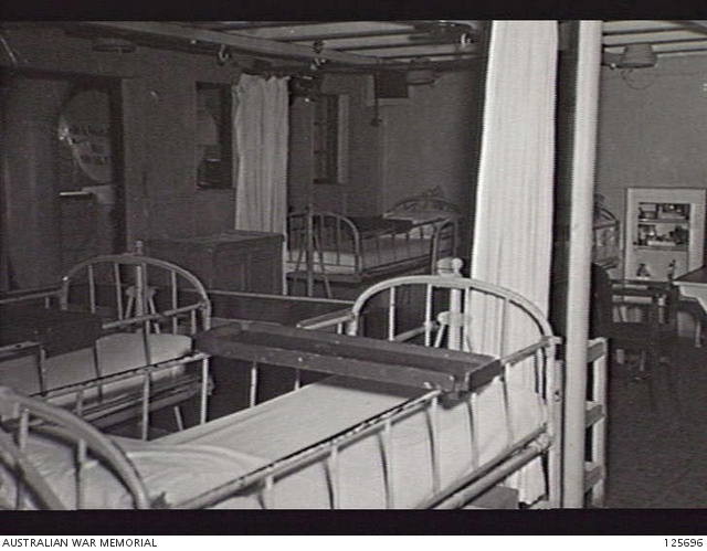 SYDNEY, NSW. 1946-02-05. AN UNOCCUPIED WARD ON "B" DECK OF THE 2/1ST ...