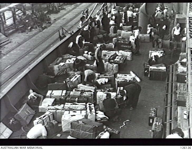 BALMAIN, NSW. 1946-03-02. THESE JAPANESE INTERNEES ON THE DECK OF THE ...