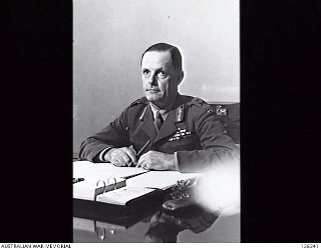 MAJOR-GENERAL C. A. CLOWES CBE DSO MC, ADJUTANT GENERAL, AT HIS DESK AT ...