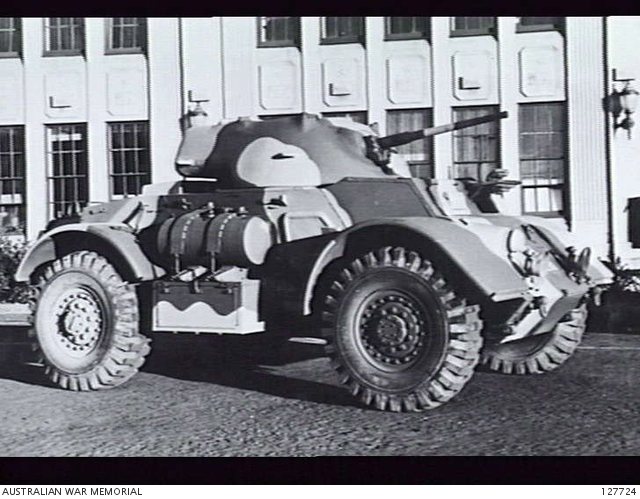 AUSTRALIA. CARS, ARMOURED HEAVY (USA) "STAGHOUND". RIGHT SIDE VIEW ...