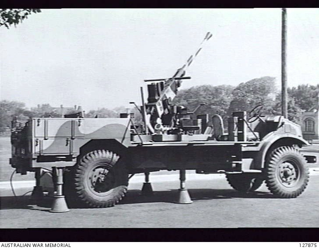 AUSTRALIA. TRUCKS, 3-TON PORTEE, WITH BOFORS (AUSTRALIAN). QUARTER REAR ...