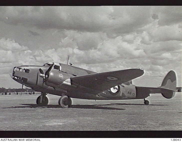 RAAF Lockheed Hudson (A16-73) aircraft at an airstrip. This aircraft ...