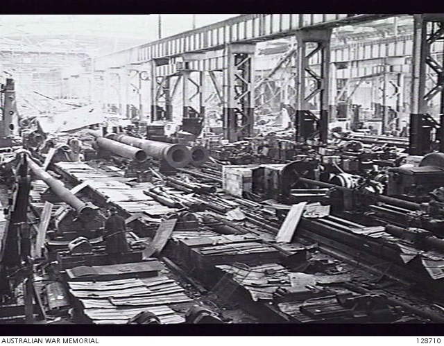 ESSEN, GERMANY. 1945-04-11. INTERIOR VIEW OF THE DEVASTATED KRUPP ...