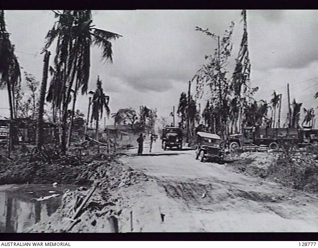 BALIKPAPAN, BORNEO. 1945-07-03. MEMBERS AND TRANSPORT OF 7TH DIVISION ...