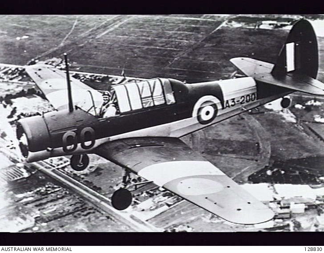 RAAF CAC WACKET TRAINER AIRCRAFT, A3-200, IN FLIGHT. THIS AIRCRAFT WAS ...