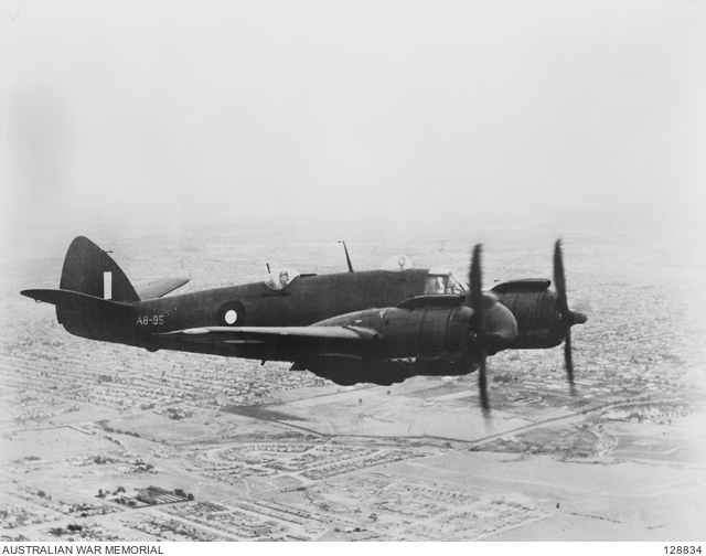 RAAF BRISTOL BEAUFIGHTER AIRCRAFT, MKXX (AUSTRALIA), A8-95, IN FLIGHT ...