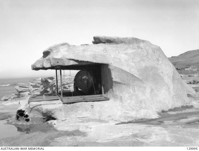 One of the camouflaged searchlight positions, with searchlight inside ...