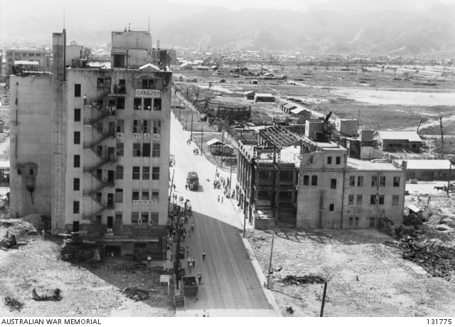 HIROSHIMA, JAPAN. 1946-08-05. LOOKING NORTH OF THE CITY, SHOWING THE ...