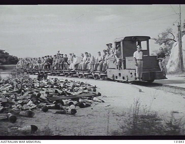 UJINA, JAPAN. 1946-09-10. PARTY PROCEEDING TO HIROSHIMA BY LIGHT ...