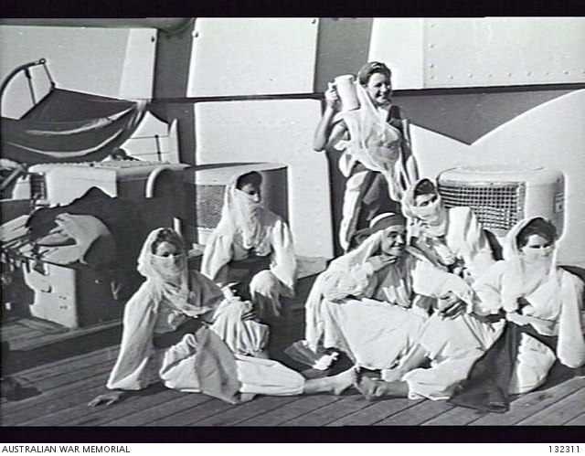 AT SEA. 1946. MEMBERS OF THE WOMENS AUXILIARY AUSTRALIAN AIR FORCE ...