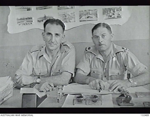 CAIRO, EGYPT. 1945-07. SITTING IN THEIR OFFICE TO THE AUSTRALIAN WAR ...