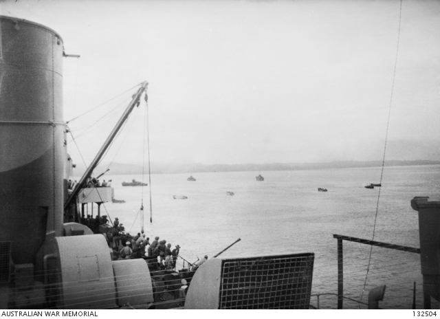 MEMBERS OF THE SHIPS COMPANY OF THE LANDING SHIP, INFANTRY BARGE, HMAS ...