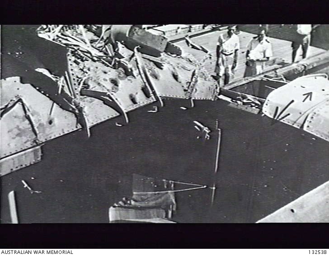 DARWIN, NT. 1942-02-19. BOMB DAMAGE TO THE HOSPITAL SHIP MANUNDA ...