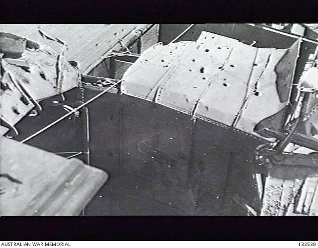 DARWIN, NT. 1942-02-19. BOMB DAMAGE TO THE HOSPITAL SHIP MANUNDA ...