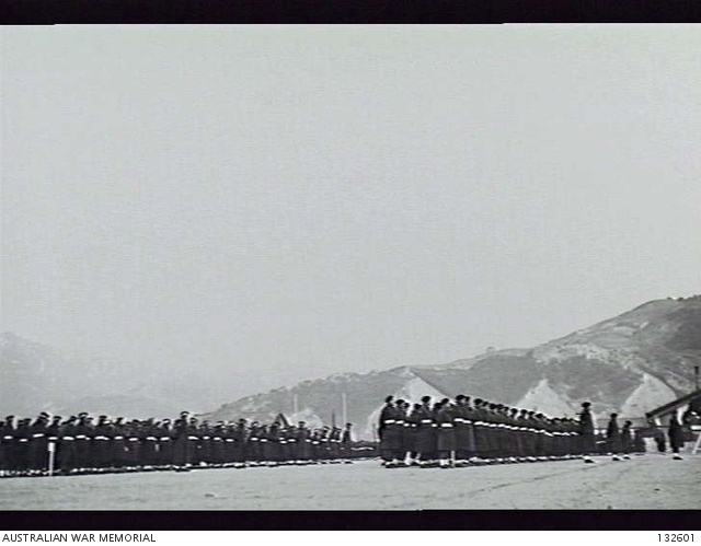 HIRO, JAPAN. 1947-04-25. TROOPS OF THE 34TH INFANTRY BRIGADE ASSEMBLED ...