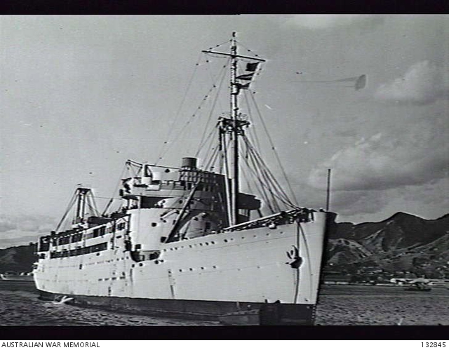 KURE, JAPAN. 1947-01-18. HMAS KANIMBLA AT HER BERTH IN THE HARBOUR ...
