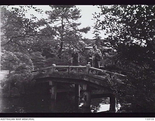 KYOTO, JAPAN. 1947-08. ONE OF THE MANY BRIDGES IN THE IMPERIAL PALACE ...