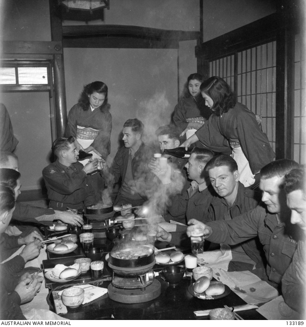 ITO (IZU PENINSULA), JAPAN. 1947. JAPANESE GIRLS IN KIMONOS SERVING ...