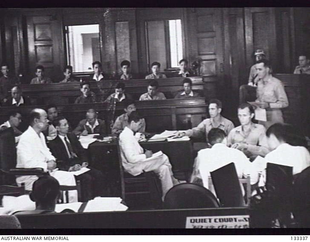 YOKOHAMA, JAPAN. 1946-08-31. INTERIOR OF THE COURT ROOM WITH CAPTAIN ...