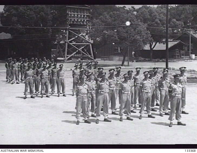 MATSUYAMA, JAPAN. 1946. TROOPS OF PROVOST WING ON PARADE AT THE BCOF ...