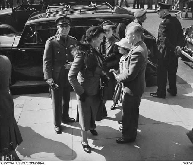 London, England. 1948-04-25. Brigadier Gentry (New Zealand) and his ...