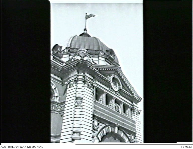 MELBOURNE, VIC. 1942-11-08. THE FLAG OF THE UNION OF SOVIET SOCIALIST ...