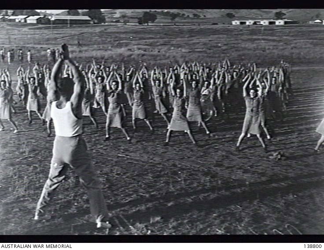 Albury, NSW. 1943-04-28. An Australian Army physical culture instructor ...