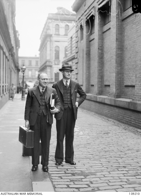 Melbourne, Vic. 1943-07-03. Mr W. J. Dignam (left) and Mr Eric Miller ...
