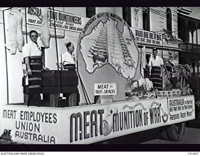 Melbourne, Vic. 1944-04-30. The float of the Meat Employees Union of ...
