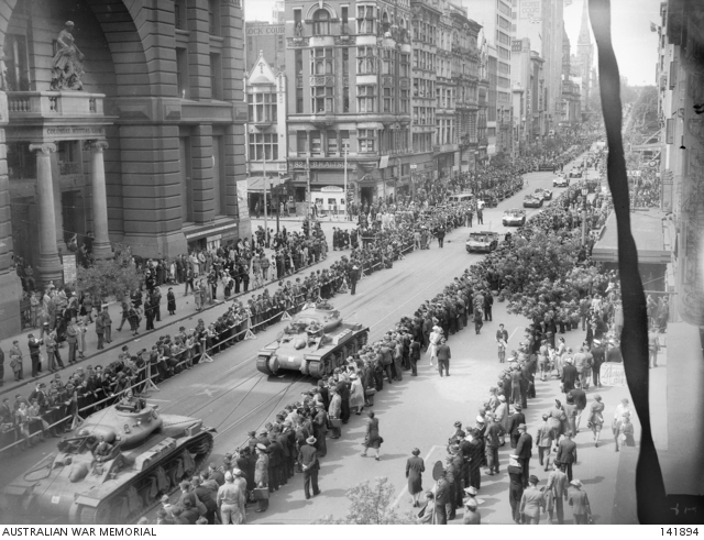 Melbourne, Vic. 1944-10-30. Australian built tanks and Bren Gun ...
