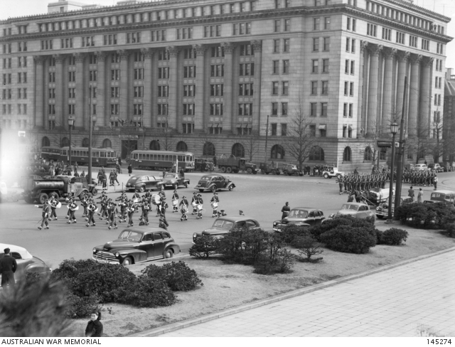 Tokyo, Japan. 1948-02-03. The band of the 67th Infantry Battalion ...