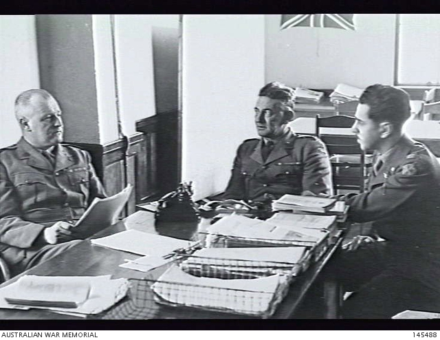 Kure, Japan. 1948-05-30. A conference in the Commanding Officer's ...