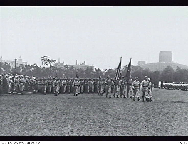 Tokyo, Japan. 1948-07-04. The 2nd Airborne Contingent being led up to ...