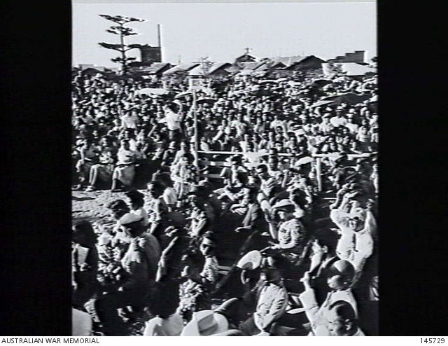 Hiroshima, Japan. 1948-08-06. The large crowd that was formed by ...