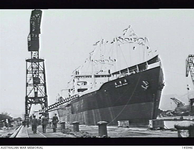 Kure, Japan. 1948-11-19. The ship MV Gyokuei Maru, sunk during the war ...