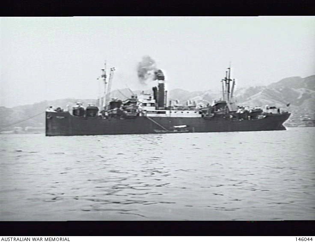 Kure, Japan. 1948-11-25. Port side view of the Russian vessel Chapaev ...