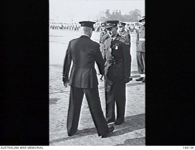 Kure, Japan. 1949-01-26. Air Vice Marshal J. P. McCauley RAF, Chief-of ...