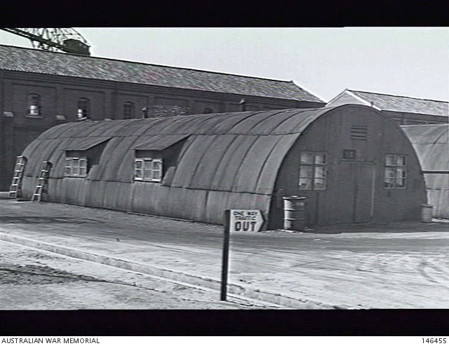 Kure, Japan. 1950-05-06. Exterior of a Nissen Hut at Headquarters, BCOF ...