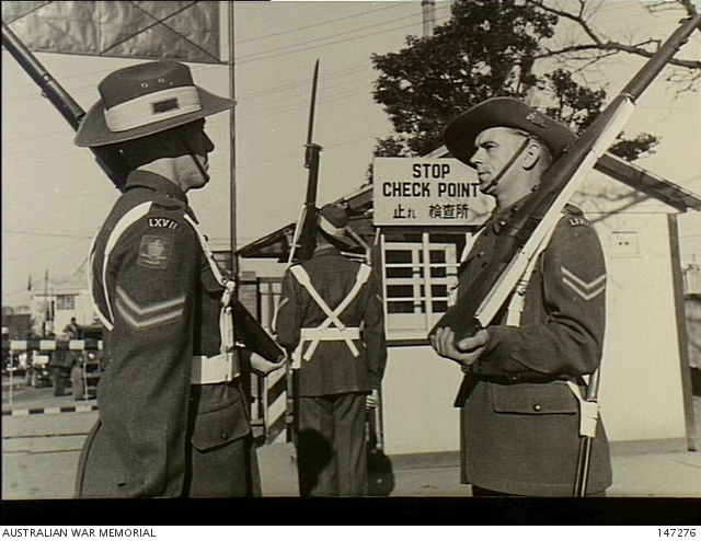 Tokyo, Japan. 1949. Guard Commanders passing instructions at the ...