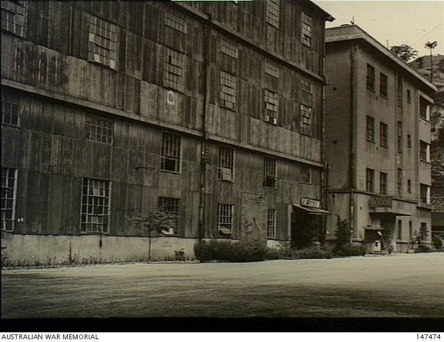 Kure, Japan. 1951-05-26. Exterior of buildings at Headquarters Base ...