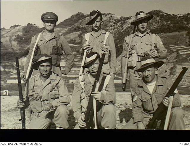 Eta Jima, Japan. 1951-10-17. Participants in the BCOF eliminations of ...
