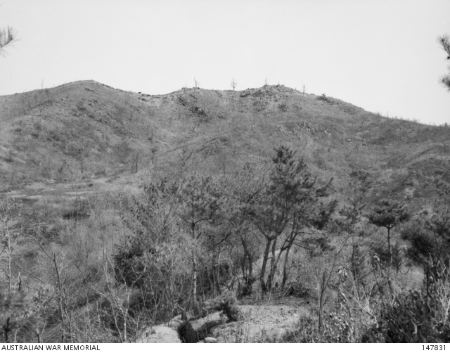 Korea. 1952-04-16. Crest of Hill 355, occupied by 3rd Battalion, The ...
