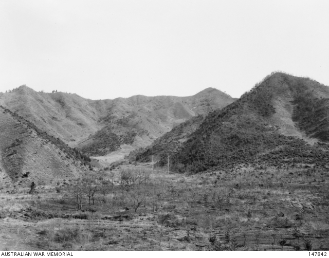 Kapyong Valley, Korea. 1952-04-16. The positions in the hills during ...