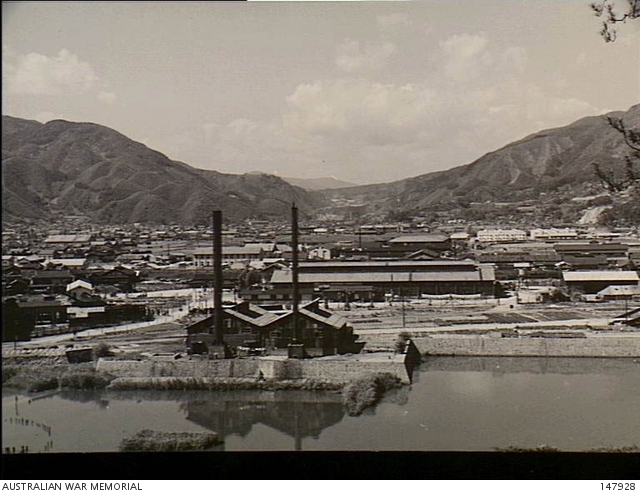 Hiro, Japan. 1952-06. An elevated view of the mobile laundry ...