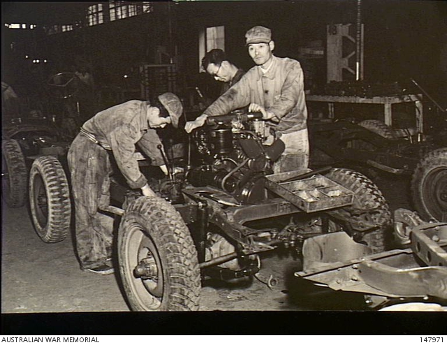 Hiro, Japan. 1952-06-11. Japanese civilian employees reassembling a ...