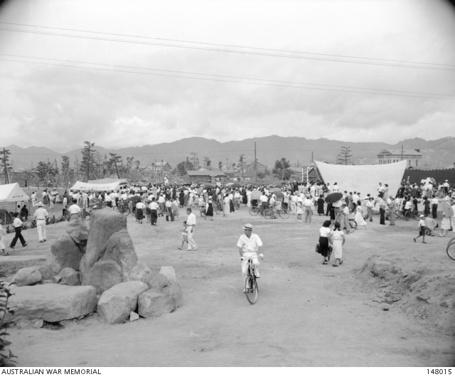 Hiroshima, Japan. 1952-08-06. A crowd of Japanese people during the ...