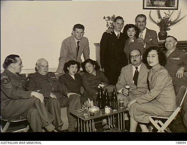 Hiro, Japan. 1952-10-18. Officers and their Japanese women friends who ...