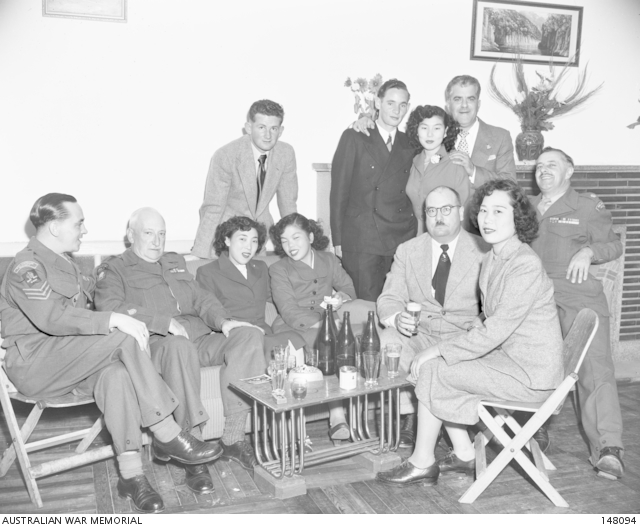 Hiro, Japan. 1952-10-18. Officers and their Japanese women friends who ...