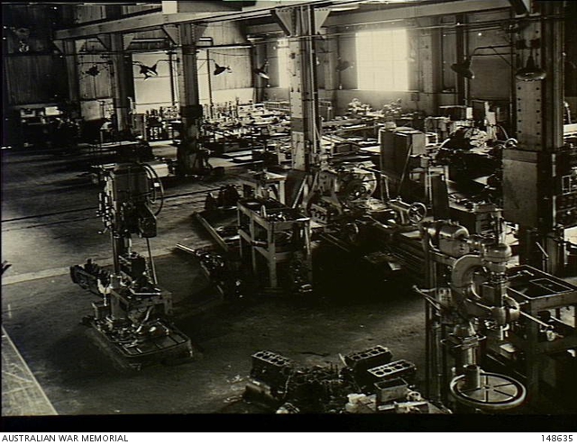 Kure, Japan. 1953-09. Interior of a machine shop at Britcom Base ...